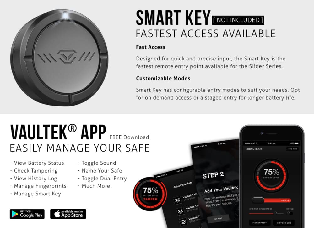 Vaultek SL20i Slider Series Rugged Smart Biometric Stealth Safe Quick ...