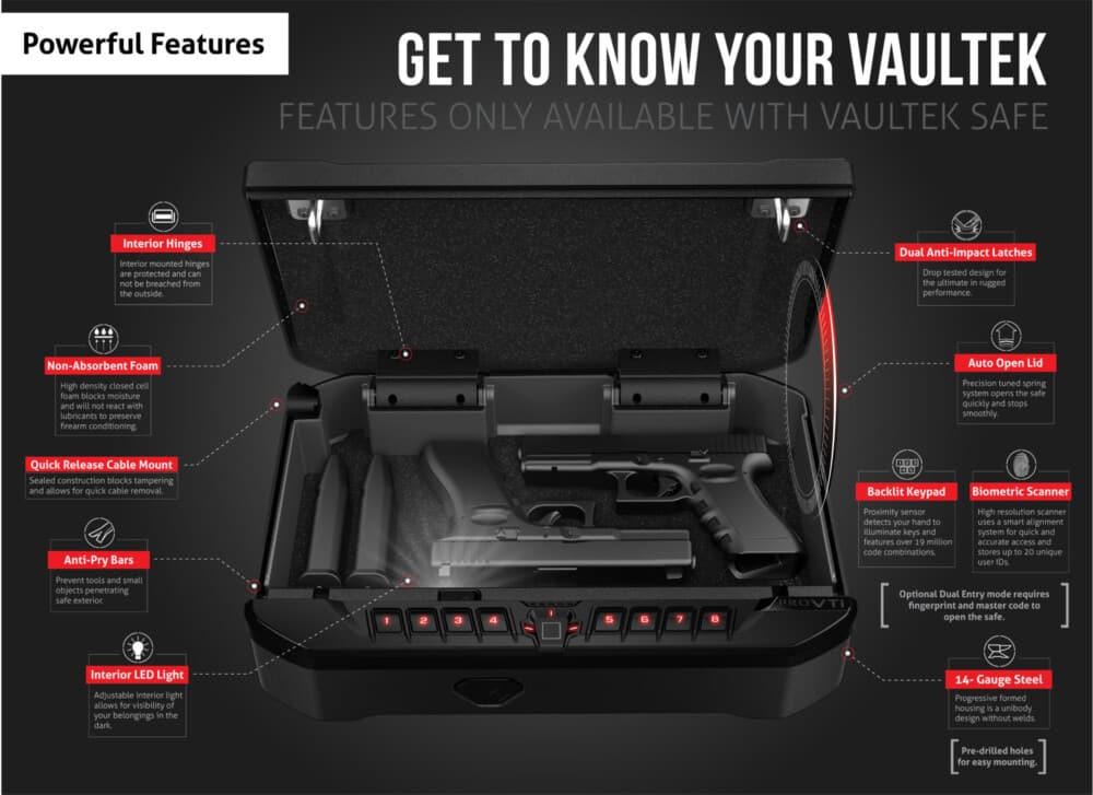 VAULTEK VTi Full-Size Biometric Bluetooth Smart Safe with Auto-Open Lid ...