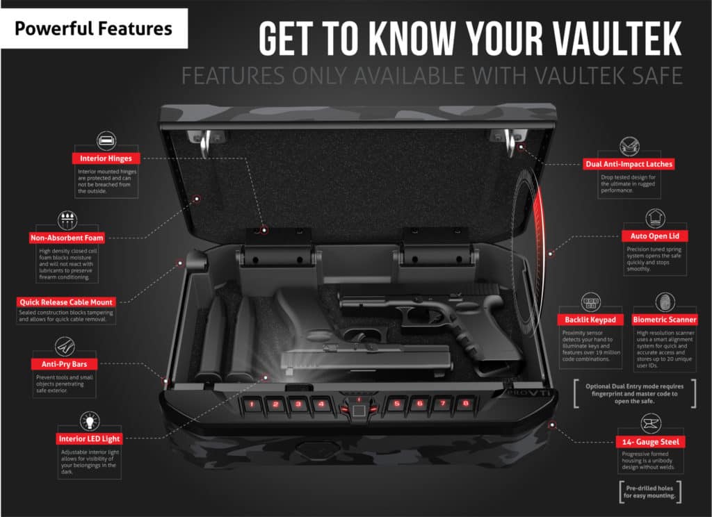 VAULTEK VTi Full-Size Biometric Bluetooth Smart Safe with Auto-Open Lid ...