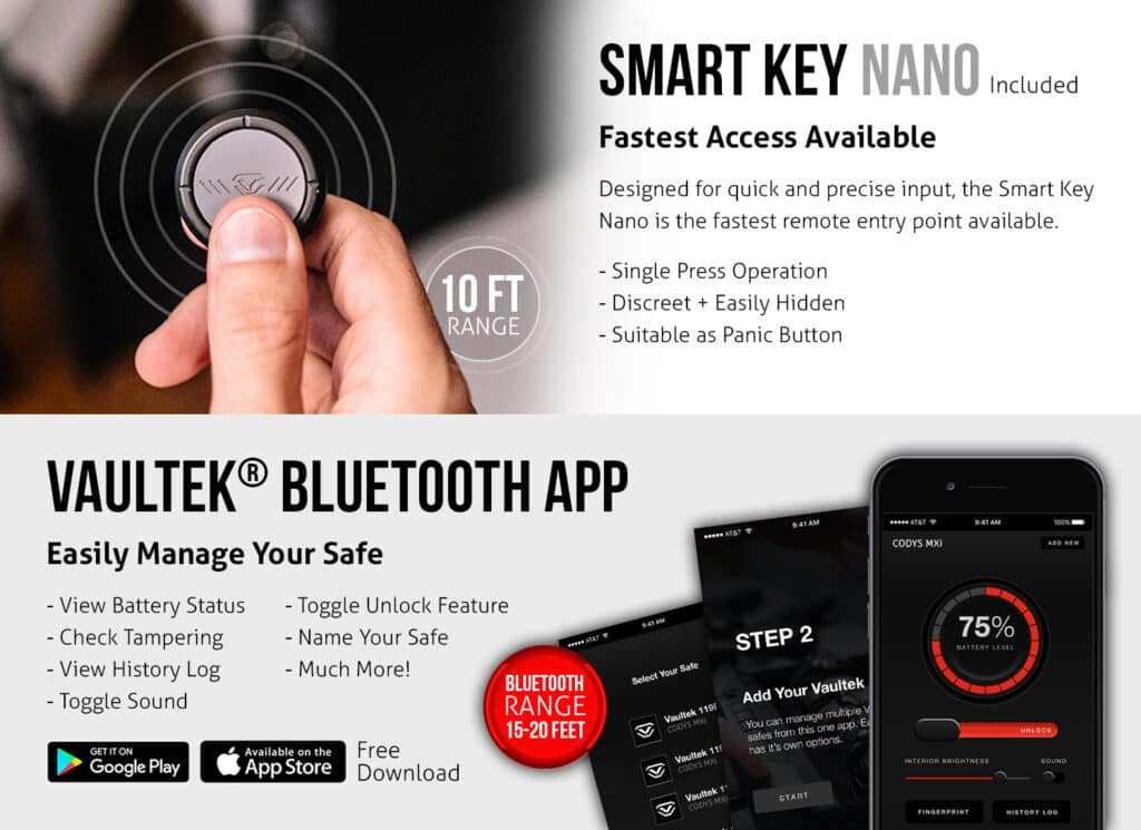 Vaultek MXi Large Capacity Rugged Bluetooth Smart Safe with Biometric ...